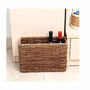 KXA Straw Magazine Basket Storage Basket Magazine Basket Rectangular Storage Basket Vintage Chinese Finishing Basket 26 38 15cm
