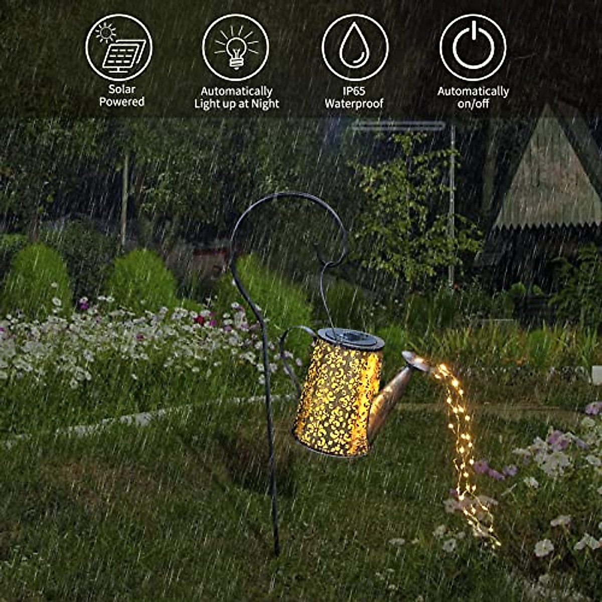 Anordsem Solar Watering Can Lights,Hanging Solar Waterfall Lights Waterproof Outside Decorations Decor for Yard Porch Lawn Backyard Landscape Pathway Patio Gifts for Mom Grandma Women Birthday