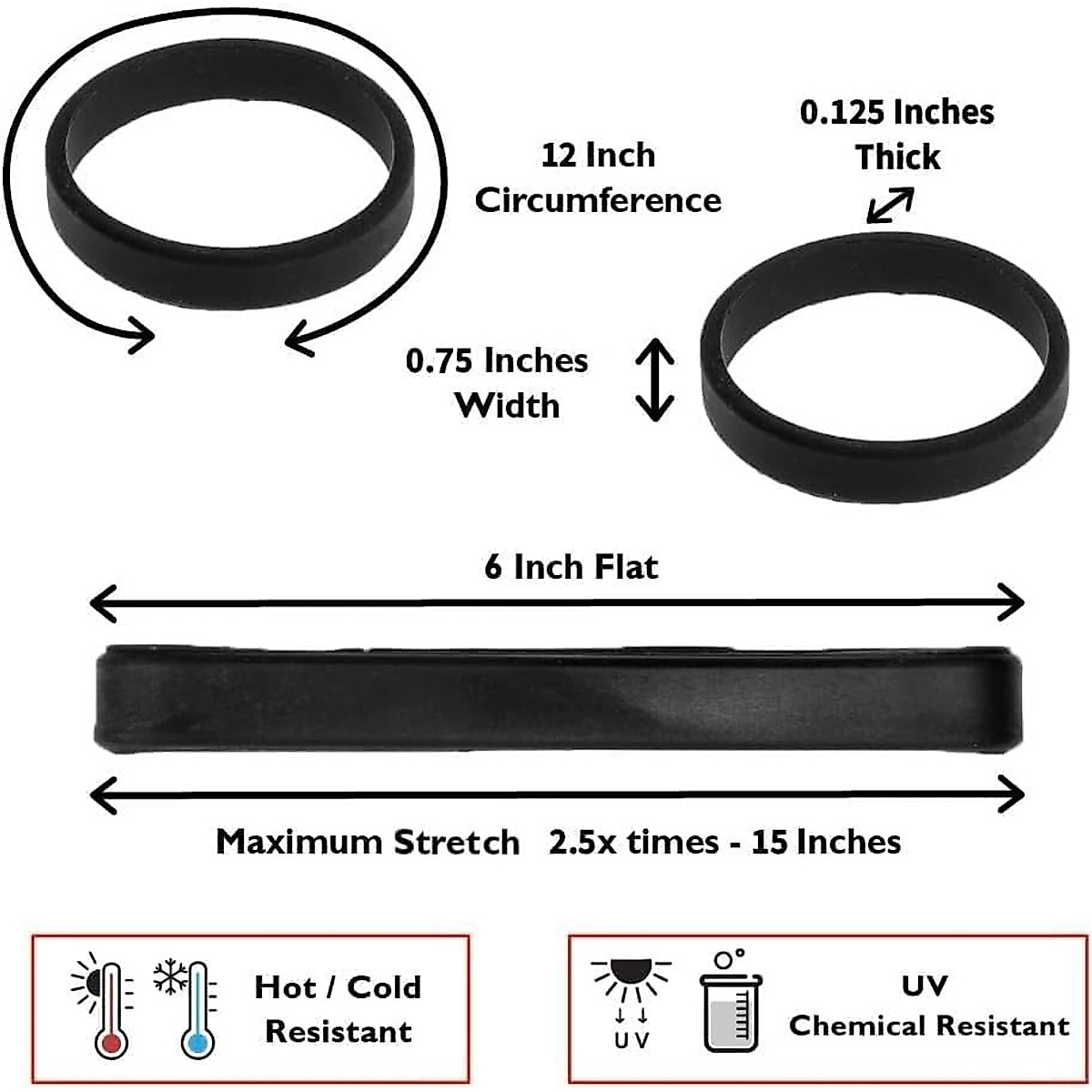 GRIFITI Elastic Band Joes 6" X 0.75" 12 Inch Circumference 3.8" Diameter Silicone Rubber Bands Assorted 20 Pack Long Lasting, Cooking Grade, Folders, Hot, Cold Uv Weather Resistant Heavy Duty Strong Big Rubberbands