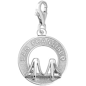 Rembrandt Charms Golden Gate Bridge, San Francisco Charm with Lobster Clasp, Sterling Silver
