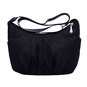 Grey990 Women Casual Nylon Waterproof Sling Shoulder Bag Large Capacity Crossbody Bag Handbag Purse Black
