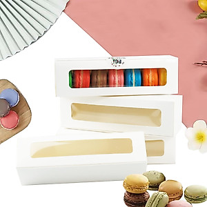 wraphay 30 Pack Macaron Boxes with Window White Pastry Packaging Container for 6 Bakery French Cocoa Truffle Wedding Gift Dessert Cookies Treat Delivery Box