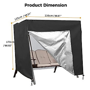 Patio Swing Cover, Waterproof 3 Triple Seater Hammock Cover for Garden Glider Chair Patio Furniture, All Weather Protection Outdoor Furniture Protector, 87 x 49 x 67 inches