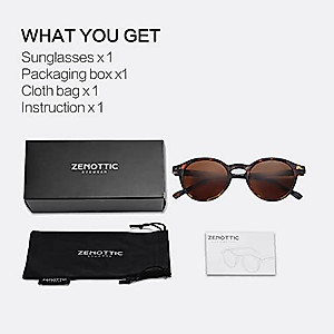 ZENOTTIC Polarized Round Sunglasses, Stylish Sunglasses for Men and Women Retro Classic, Multi-Style Selection