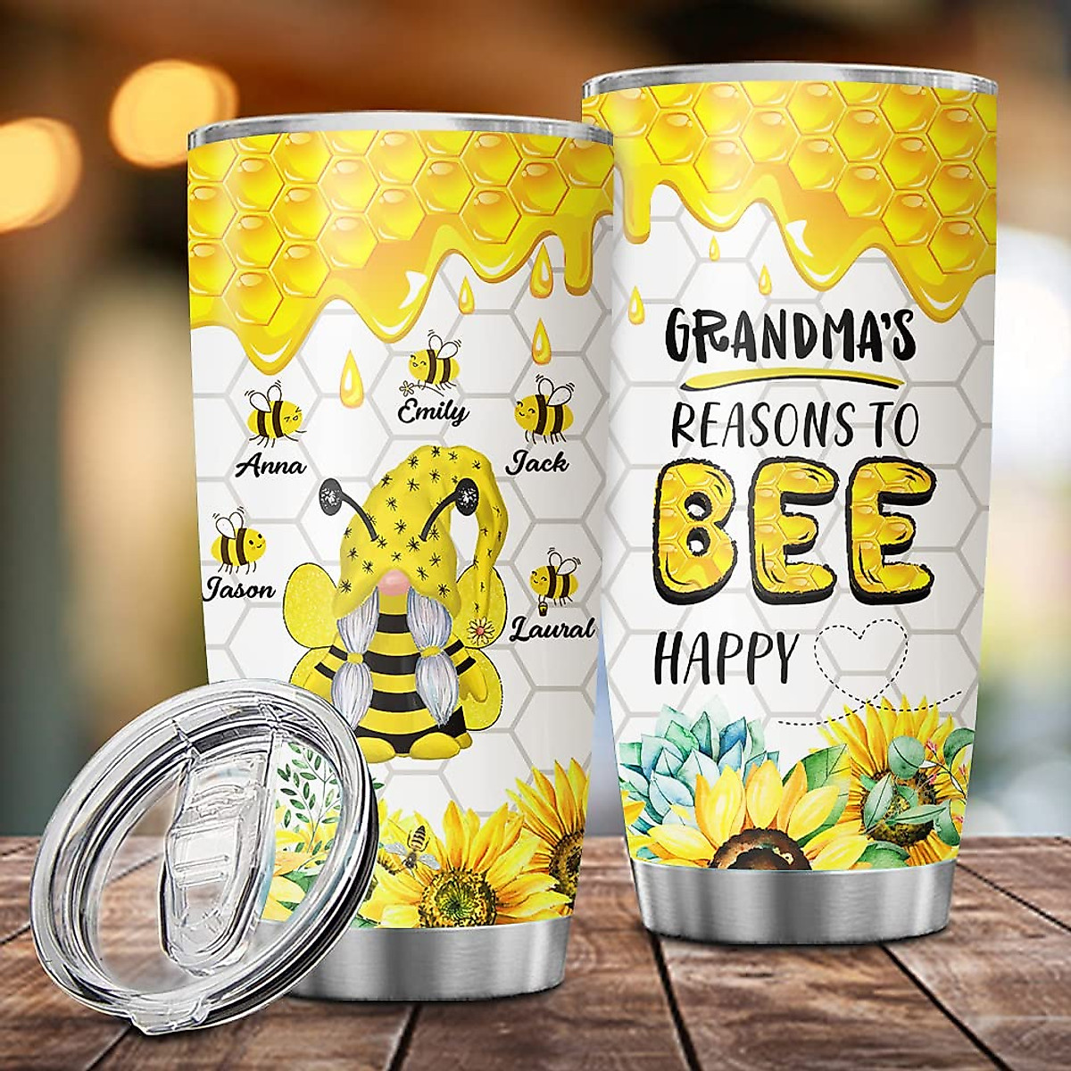 So Many Pets Personalized Gnome I Love Being A Nana, Mimi, Grandma Tumbler Cup with Grandkids Names, Gift For Grandmother Granny Grammy Birthday Gifts 20oz Insulated Coffee/Tea with Lid