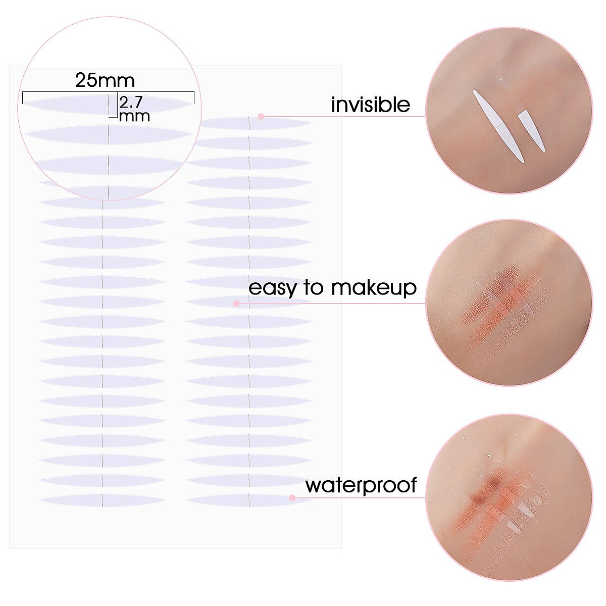 3 Packs Ultra Invisible Two-Sided Sticky Double Eyelid Tapes Stickers, Medical-use Adhesive Fiber, Instant Eyelid Lift Without Surgery Perfect for Heavy Saggy, Hooded, Droopy, Uneven, Mono-eyelids