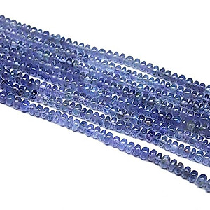 GemAbyss Beads Gemstone Natural Tanzanite Smooth Rondelle Micro Gemstone Craft Loose Spacer Beads Strand 16 Inch Long 4mm 4.5mm Code-MVG-25836