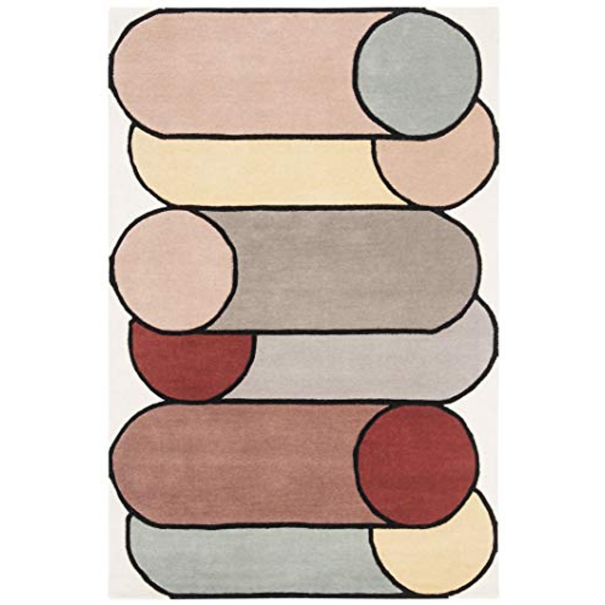 SAFAVIEH Fifth Avenue Collection 4' x 6' Ivory/Multi FTV126A Handmade Mid-Century Modern Abstract Wool Area Rug