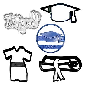 2022 GRADUATION KIT GRAD CAP GOWN DIPLOMA CONGRATS SET OF 5 COOKIE CUTTERS MADE IN USA PR1229