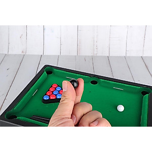 Mini Pool Table Tabletop Desktop Billiards Snooker Game with 2 Sticks, 11 Balls Home Office Desk Stress Relief Games