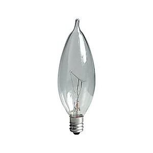 GE 25CAC 25PK Screw-in Decorative Lamp, 25 W, Incandescent Lamp, E12 Candelabra Lamp Base, CA10 Shape