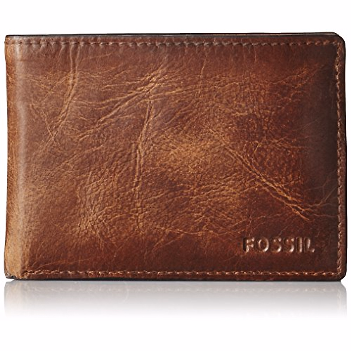 Fossil Men's Derrick Leather Slim Minimalist Bifold Front Pocket Wallet, Brown, (Model: ML3709200)