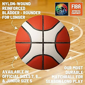 Molten BG3800 Basketball, Indoor, FIBA Approved, Composite Leather, Size 5, Orange/Ivory, Suitable for Boys Age 7, 8, 9, 10 & 11, Girls Age 12 & 13