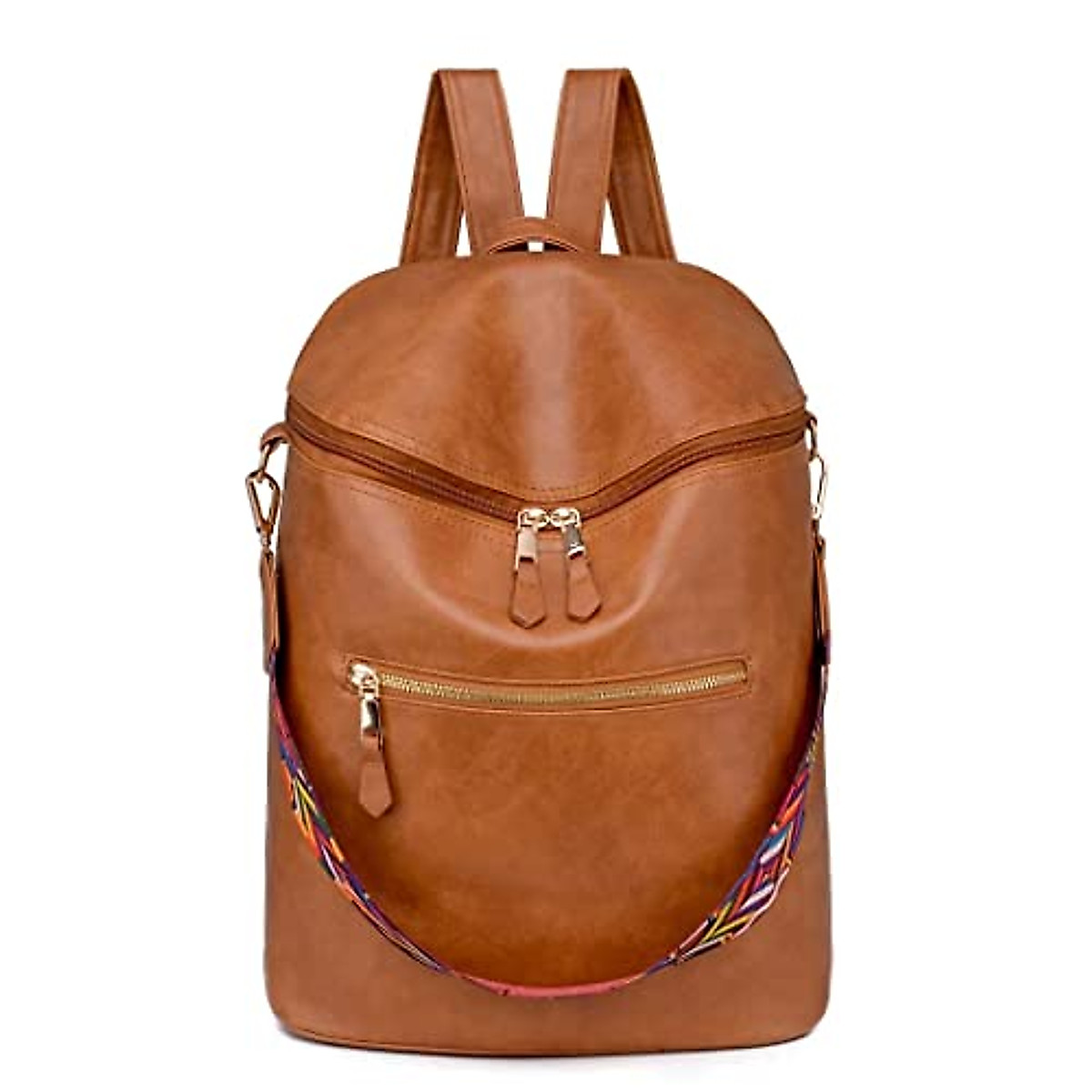 Wedpun Brown Backpack Purse for Women Ladies Shoulder Bag Fashion Handbags PU Leather Womens Backpack Purse