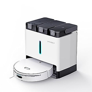 LYNKBEY M20 Pro Robot Vacuum and Mop Combo, Auto Mop Cleaning&Hot Air Drying, Self-Emptying&Refilling, Ultra Thin Robot Vacuum Cleaner, Compact Dock, 5000Pa Suction, AI Obstacle Avoidance, APP Control