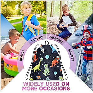 RLGPBON Dinosaur Drawstring Backpack for Kids Girls and Boy,Boys Drawstring Bag,Sports Gym Bag for Boys, Kids Waterproof Swimming Bag Beach Sackpack