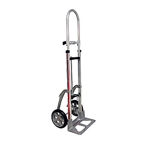 Magliner 2-Wheel Hand Truck with Single Pistol Grip Handle, 18" x 7.5" Aluminum Nose, 10" Microcellular Foam Wheels, Stair Climbers, Keg Hook, 500 lb. Capacity
