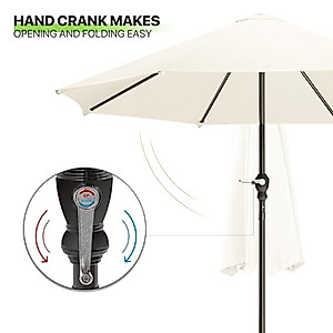 Magshion Market Umbrella 9FT Outdoor Market Patio Table Large Sun Waterproof Umbrella with Crank Lift and 8 Steel Ribs with Sturdy Pole for Garden Deck Backyard Pool