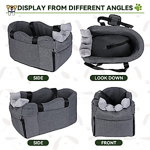 Dog Car Seat for Small Dogs Center Console Pet Booster Seat for Car Armrest Car Seat Middle Console Puppy Seat(Gray-waves Edge)