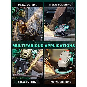 DCA Cordless Angle Grinder 20V 4-1/2 inch, 4.0Ah Battery & 2A Fast Charger, 8500RPM Brushless Motor, Power Angle Grinder with Cutting & Grinding Wheels, Flap Discs for Wood Metal & Rust Removal