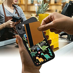 Rossy Cell Phone Wallet Adhesive Card Holder Stick on Wallet Pocket Credit Card ID Case With Cute Dinosaur Stylish Pattern for Back of Phone for All Smartphones
