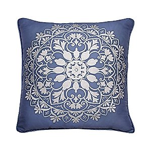 Beautyrest Indochine Silver Foil Decorative Pillow, 18" x 18", Blue
