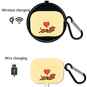 Balloon Dog Case Compatible with Airpods Pro Yellow Soft TPU, Supports Wireless Charging Shockproof Protective Cover for Airpods Pro