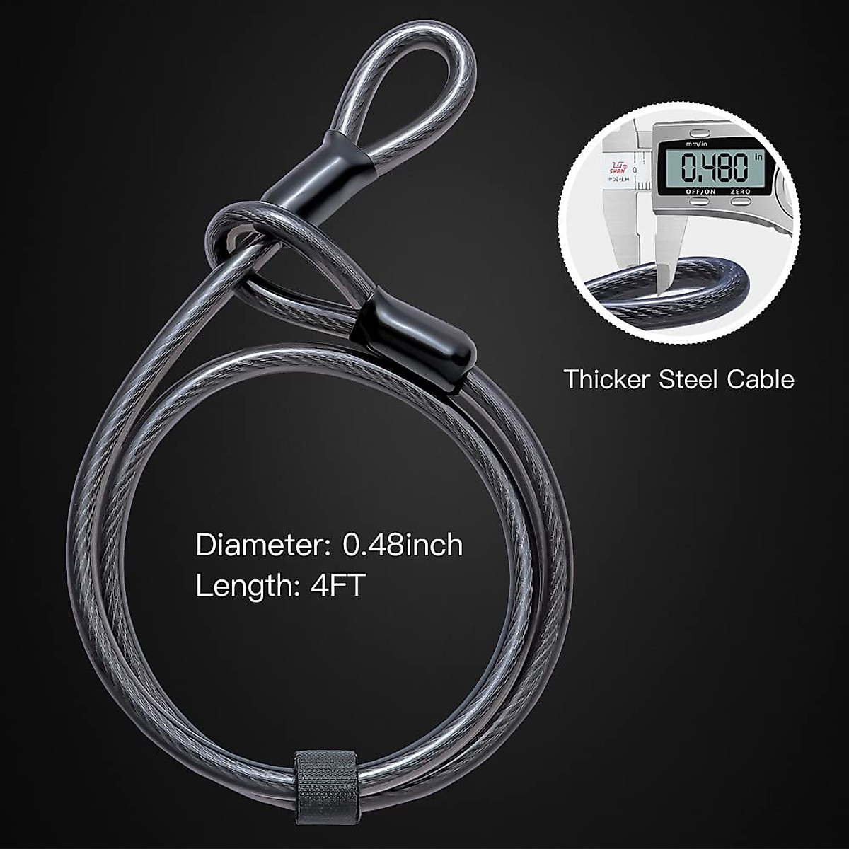 UBULLOX Bike U Lock Heavy Duty Bike Lock Bicycle U Lock, 16mm Shackle and 4ft/6ft Length Security Cable with Sturdy Mounting Bracket for Bicycle, Motorcycle and More, Large