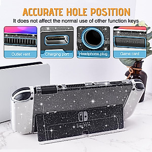 DLseego Protective Glitter Case Compatible with Switch OLED Console Updated Version, Glitter Bling Soft TPU Cover with Shock-Absorption and Anti-Scratch Design-Crystal Glitter