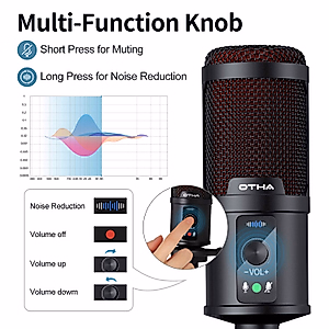 OTHA USB Microphone Kit,Studio Condenser Microphone Computer Podcast Mic for PC, PS4, Mac with Adjustable Scissor Arm Stand,Mute Button& Monitor Headphone Jack