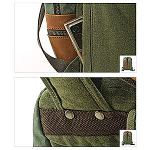 WUDON Canvas Leather Backpack for Women - Casual Style Shoulder Rucksack for Daypack Vintage Backpacks