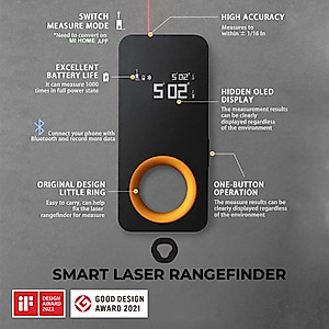 HOTO Laser Measuring Tool, 98ft Laser Distance Measure Tool ±2mm Accuracy, Compact Laser Measurement Tool with Digital OLED Display, M/in/Ft Unit Switching, Real-time Data Sync
