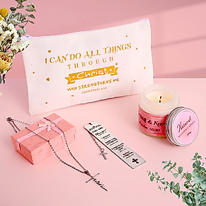 JUPOZOP Christian Gifts for Women,Inspirational Gifts for Women,Spiritual Religious Catholic Gifts Basket for Women Faith, Mom, Girl, Best Friend, Sister, Boss, Unique 8pcs Christian Gifts