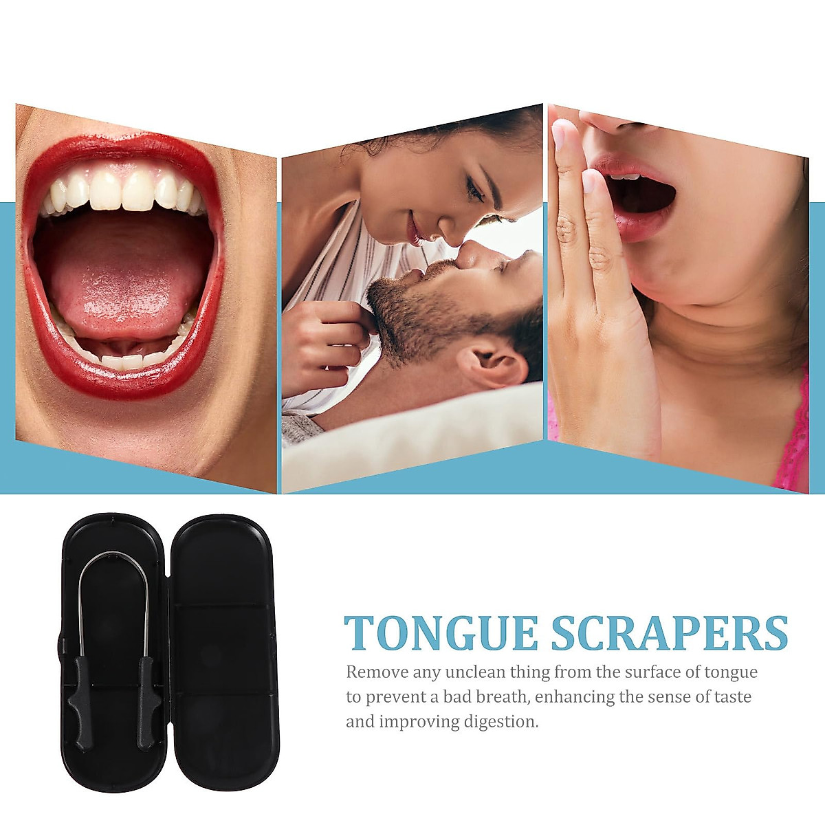 2 Sets Stainless Steel Scraper Medical Grade Reusable Cleaning Tool with Storage Case for Women Adults Kid Men (Black)