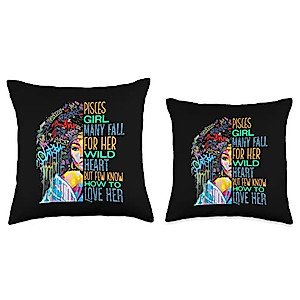 Lush BLM Wild Pisces Black Girl Afro March February Birthday Throw Pillow, 18x18, Multicolor