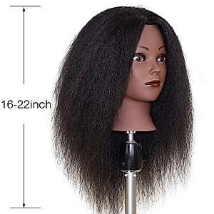 ISHOT Mannequin Head With Real Human Hair for Hairdresser Training, Beauty School Practice, Cosmetology