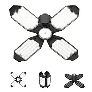 onffo LED Garage Light, 100W Deformable LED Garage Ceiling Lights, 10000 Lumen Ultra Bright LED Garage Light 4+1 Adjustable Panel, E26/E27 Socket, Shop Lights for Basement Workshop Barn Storage Room