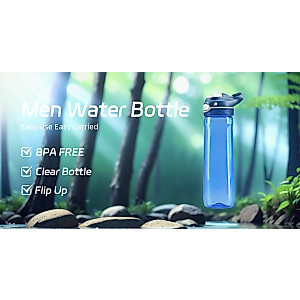 DEARART 26oz Blue Water Bottles With TRITAN, BPA FREE, Leakproof and One Hand Operation, Drink Quickly