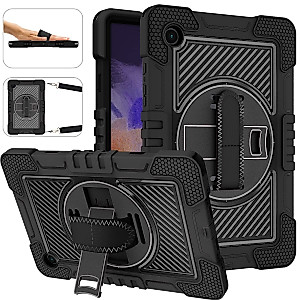 UPIKIT Tablet PC Case Shockproof Durable Protective Cover Durable 360 Degree Rotating Bracket Case Compatible with Samsung Galaxy Tab A8 10.5-Inch 2021 (SM-X200/X205/X207) Tablet Home (Color : Black)