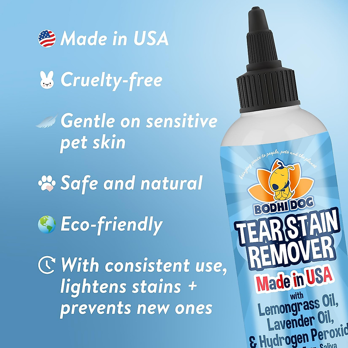 Bodhi Dog Tear Stain Remover | Removes Dog & Cats Tears, Saliva & Mucus Stains | Safe Gentle Solution for Fur and Delicate Coats | Made in USA, 8oz