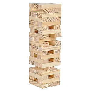 The Dreidel Company Wooden Tumble Tower Game, Pull, Stack, and Tumble Blocks, Sensory Learning, Game Night, 6" (Single)