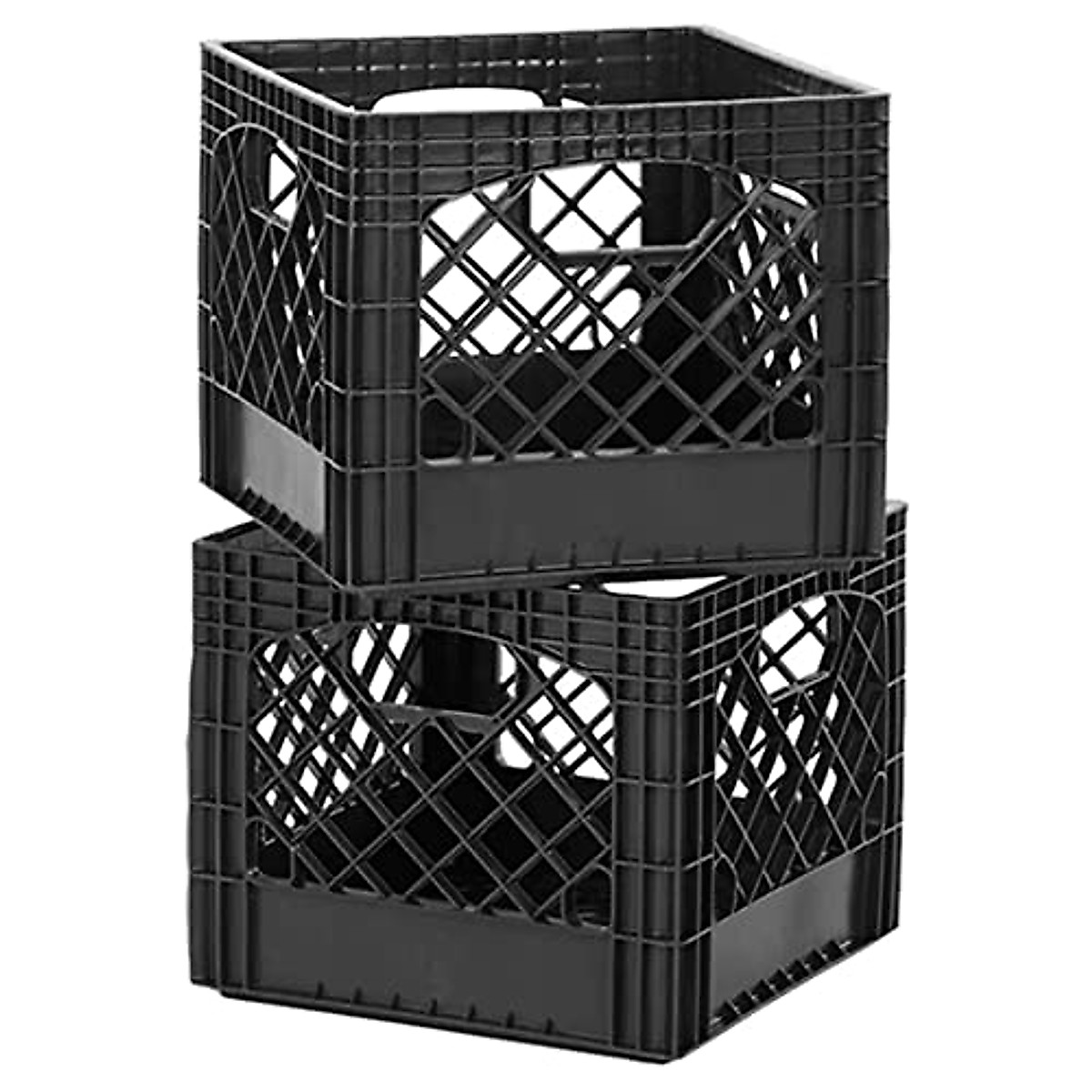 Juggernaut Storage 11" x 13" x 13" Black Milk Crate (Pack of 2)