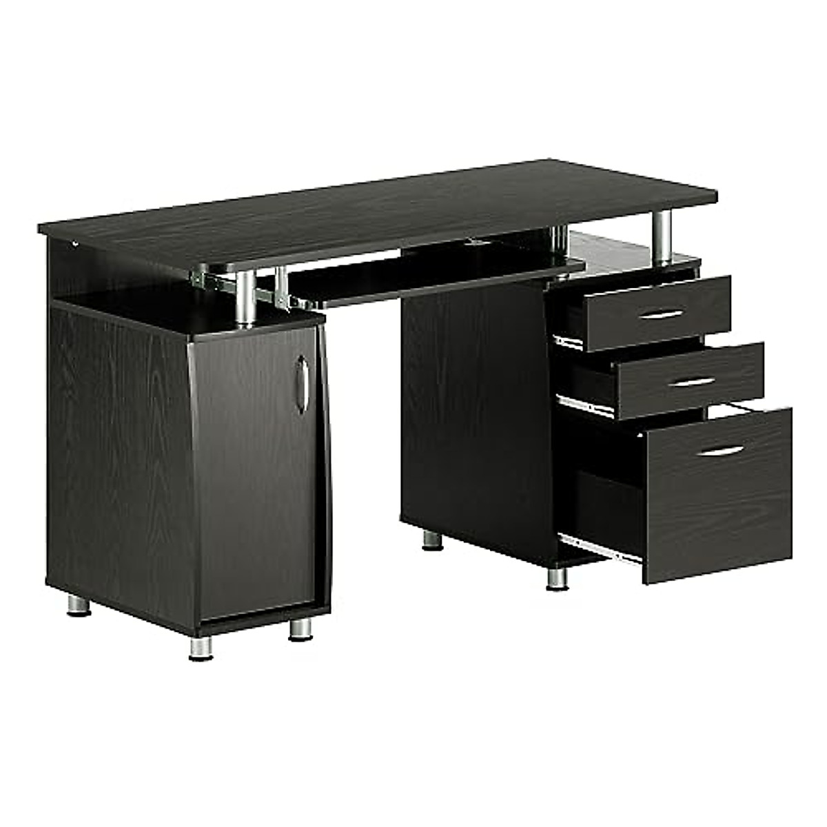 Techni Mobili 47.25" Ergonomic Computer Drawers & File Cabinet for Home Office Storage, Espresso Writing Desk, ONE Size