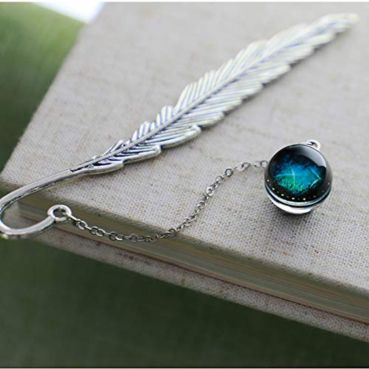 Konrisa Metal Bookmarks for Women Men Classical Bookmarks Feather Shape with Luminous Bead Constellation Creative Reader Gifts Kids Girls Reading Lovers