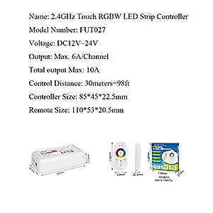 LGIDTECH FUT027 Miboxer RGBW LED Remote+Controller Receiver Box 12-24V,Compatible with 5050 3528 etc. RGBW LED Strip Lights with 5 Wires