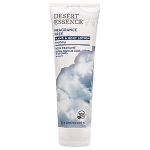 Desert Essence Fragrance Free Hand & Body Lotion - 8 Fl Ounce - Soothing - Aloe Vera - Shea Butter - Green Tea - Coconut Oil - Jojoba Oil