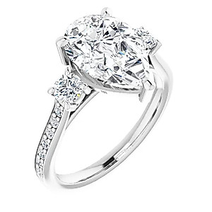 4 CT Pear Cut VVS1 Colorless Moissanite Engagement Ring Set, Wedding/Bridal Ring Set, Sterling Silver Vintage Antique Anniversary Promise Ring Set Gift for Her (9)