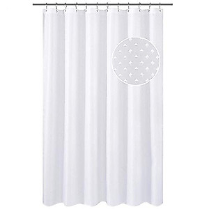 N&Y HOME Hotel Fabric Shower Curtain or Liner, Cloth Textured White Shower Curtain with Bottom Magnets, Machine Washable, 72 x 72 inches for Bathroom
