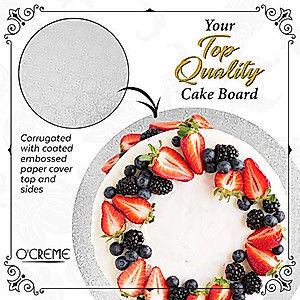 O'CREME White Wraparound Cake Pastry Round Drum Board 1/4 Inch Thick, 8 Inch Diameter - Pack of 10