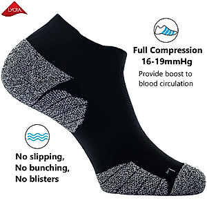 CWVLC Unisex Cushioned Compression Athletic Ankle Socks Multipack, 6-pairs Black Charcoal Royal, XL (13.5-15.5 W US/ 12-14 M US)